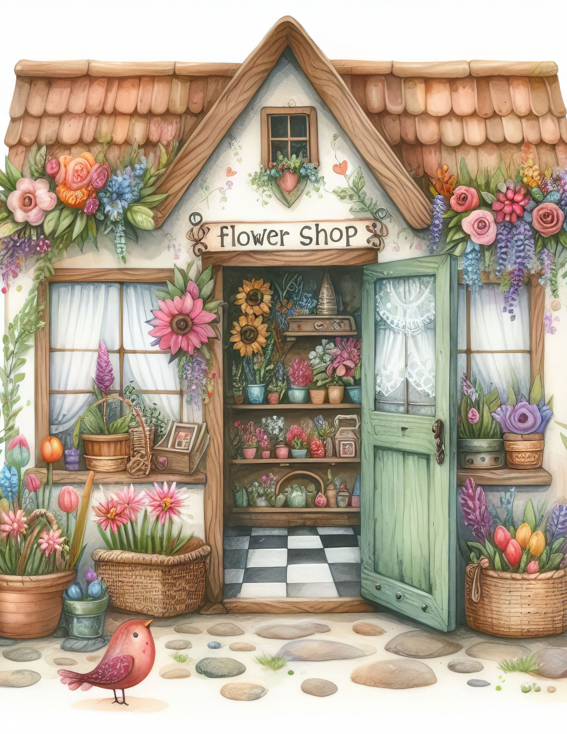 Flower Shop Clipart Bundle 10 High Res Watercolor Jpgs for Junk ...