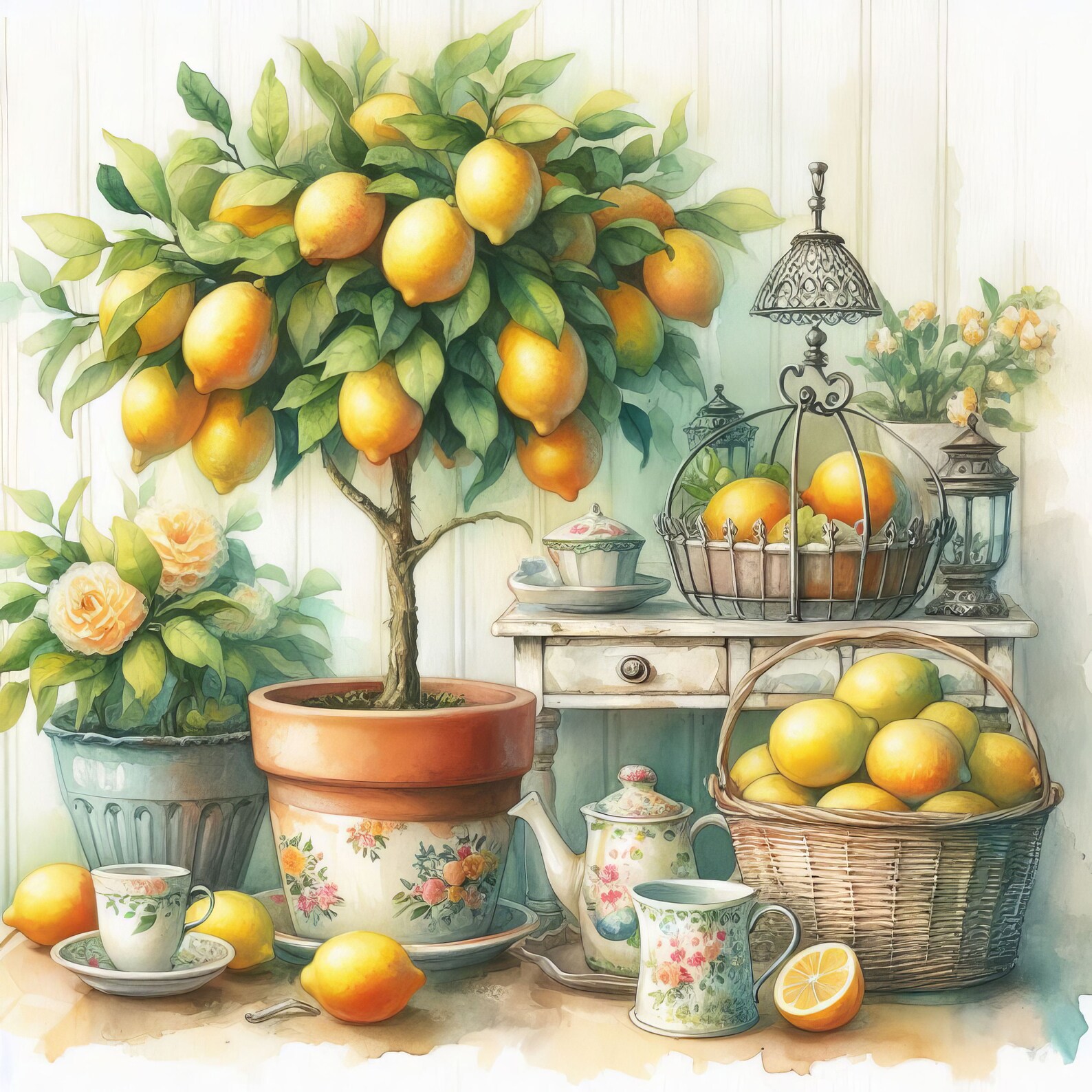 Lemon Tree: Clip Art 10 High Res Watercolor Jpegs for Junk Journaling ...