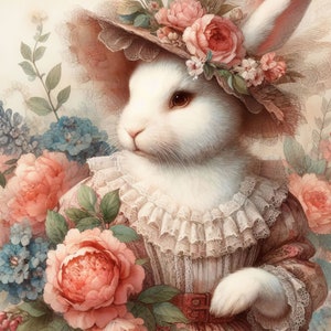 Victorian Lady Bunnies: Clip Art Bundle 10 High Res Watercolor Jpgs for ...