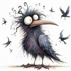 Frazzled Crow Clip Art 10 High Res Watercolor Jpgs for Junk Journaling ...