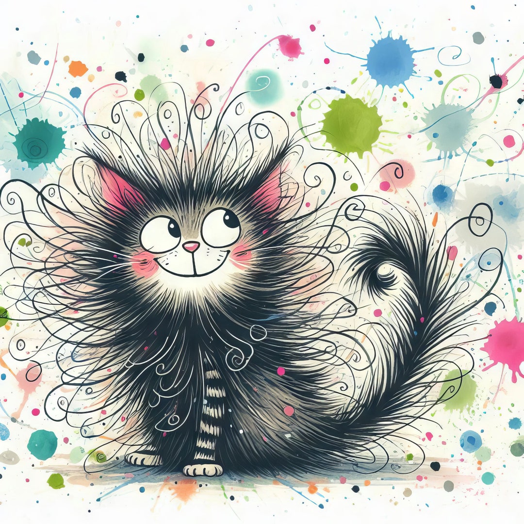 Happy Cat Clip Art 10 High Res Watercolor Jpgs for Junk Journaling ...
