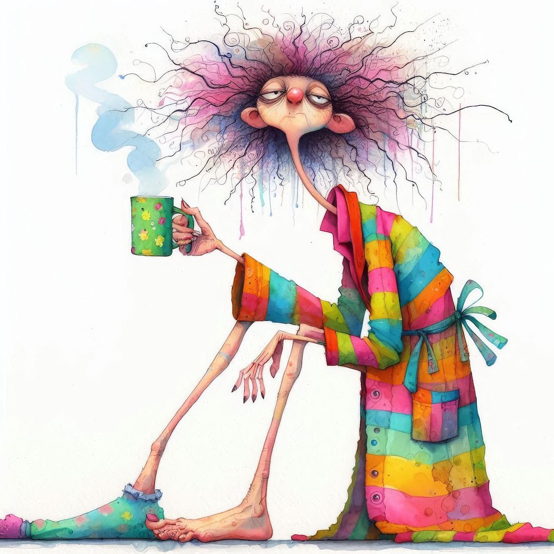 Quirky Morning Coffee#2 10 High Res Watercolor Jpgs Junk Journaling ...