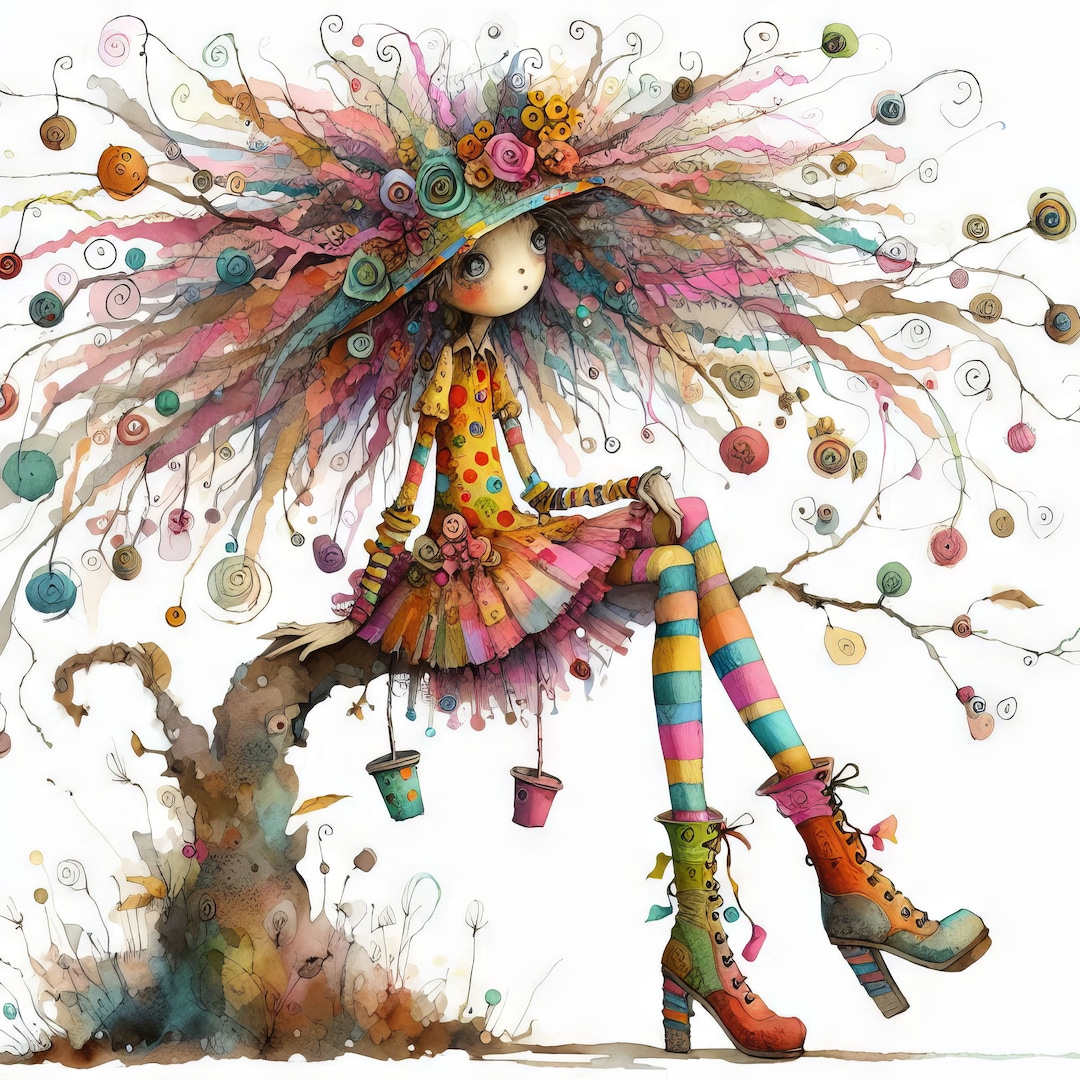 Quirky Tree Clip Art 10 High Res Watercolor Jpgs for Junk Journaling ...