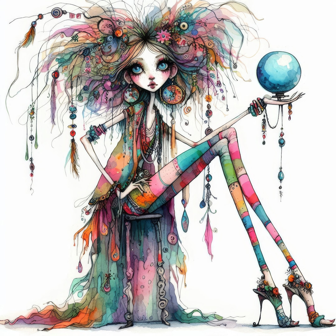 Quirky Gypsy Clip Art 10 High Res Watercolor Jpgs for Junk Journaling ...