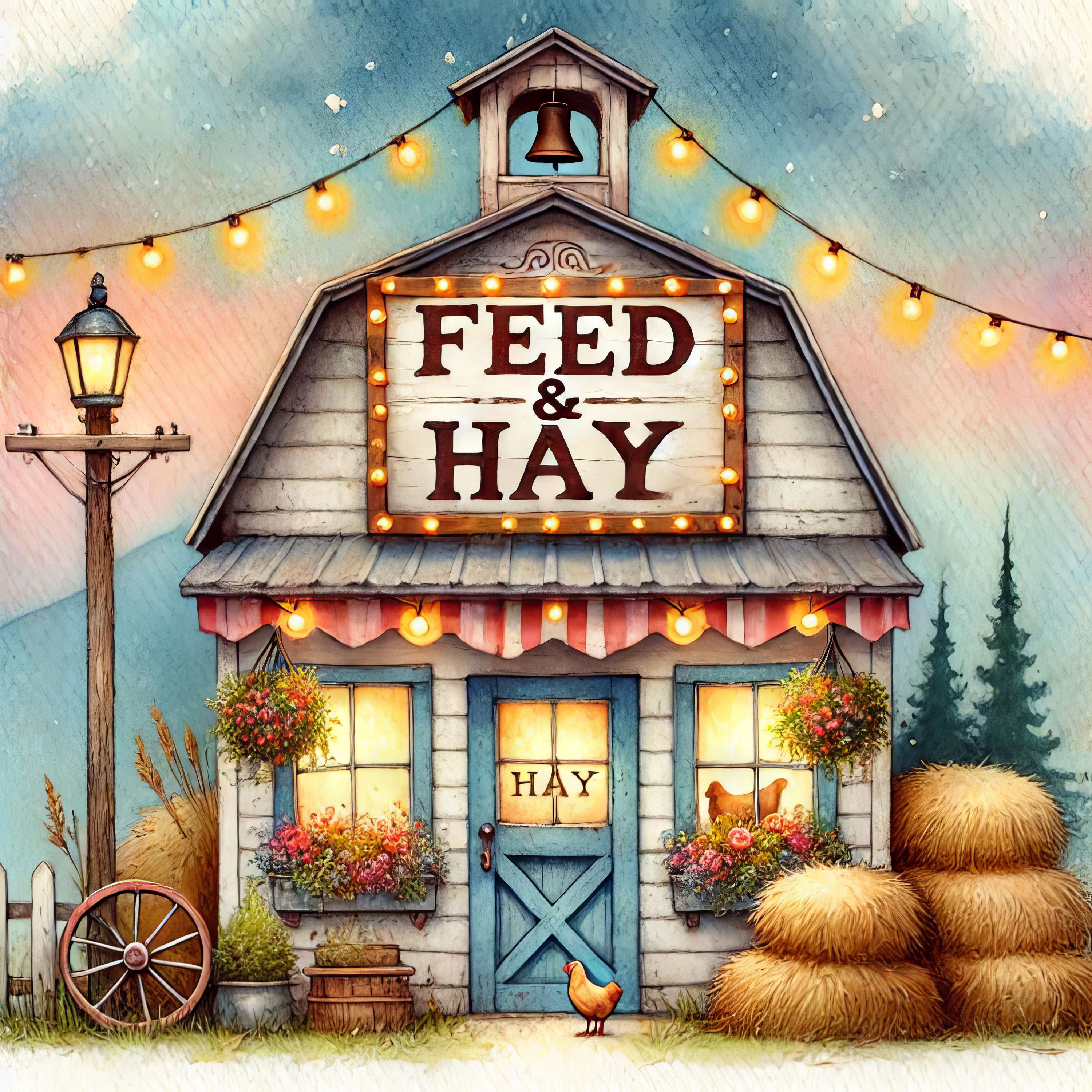 Feed and Hay Store: 10 High Res Watercolor Jpgs, Junk Journaling ...