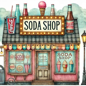 Soda Shop: 10 High Res Watercolor Jpgs, Junk Journaling, Scrapbooking ...