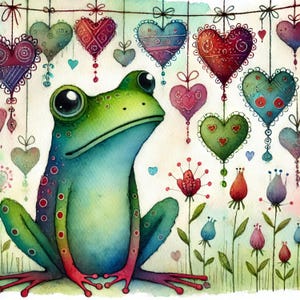 In Love With Frogs Clip Art 10 High Res Watercolor Jpgs Junk Journaling ...