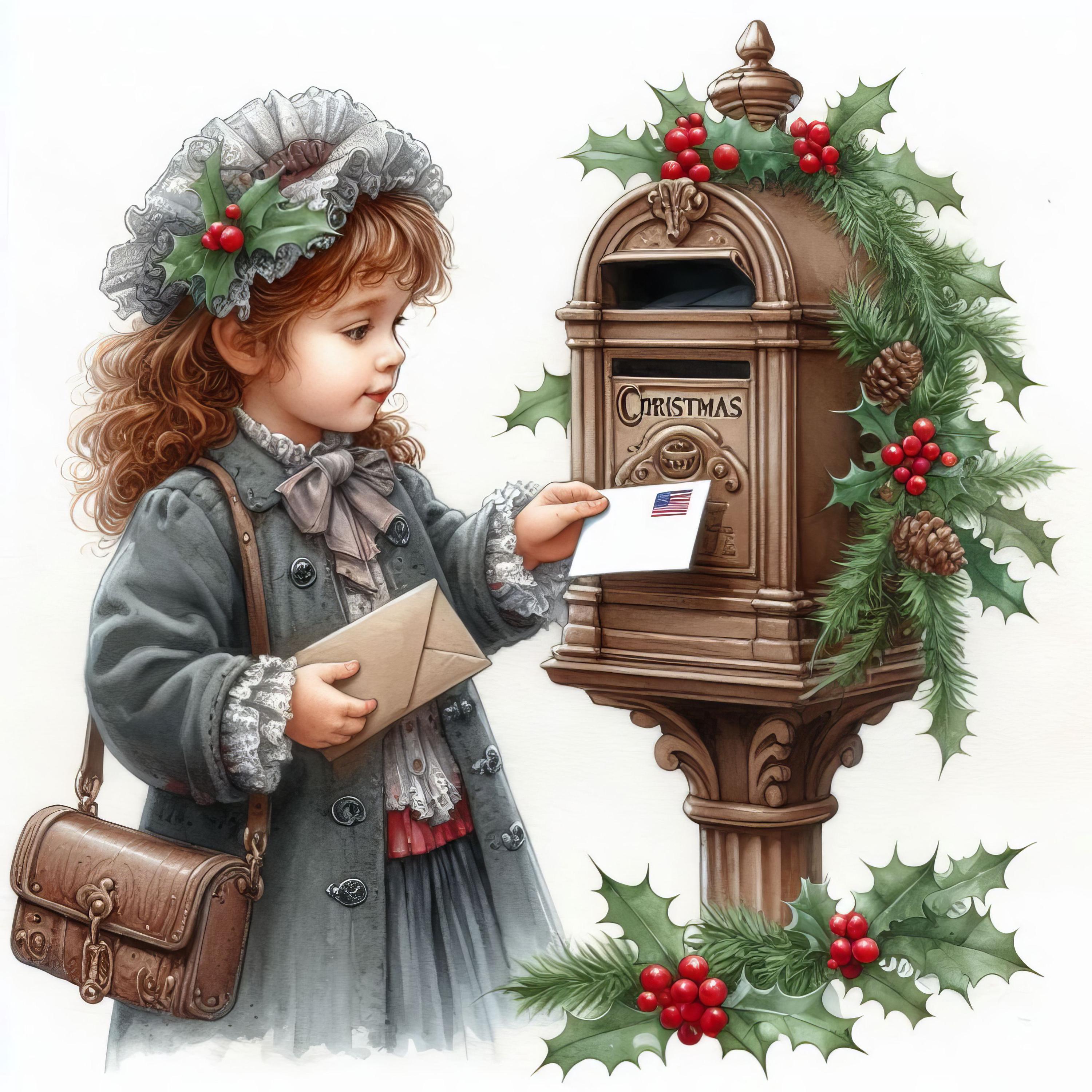 Victorian Christmas Mail Clip Art: Watercolor Junk Journal Images ...