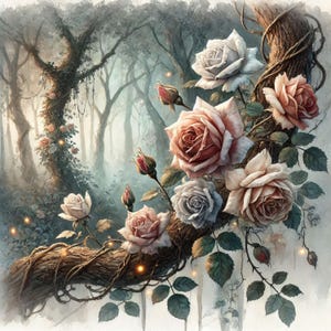 Enchanted Forest Roses: 10 High Res Watercolor Jpgs Junk Journaling ...