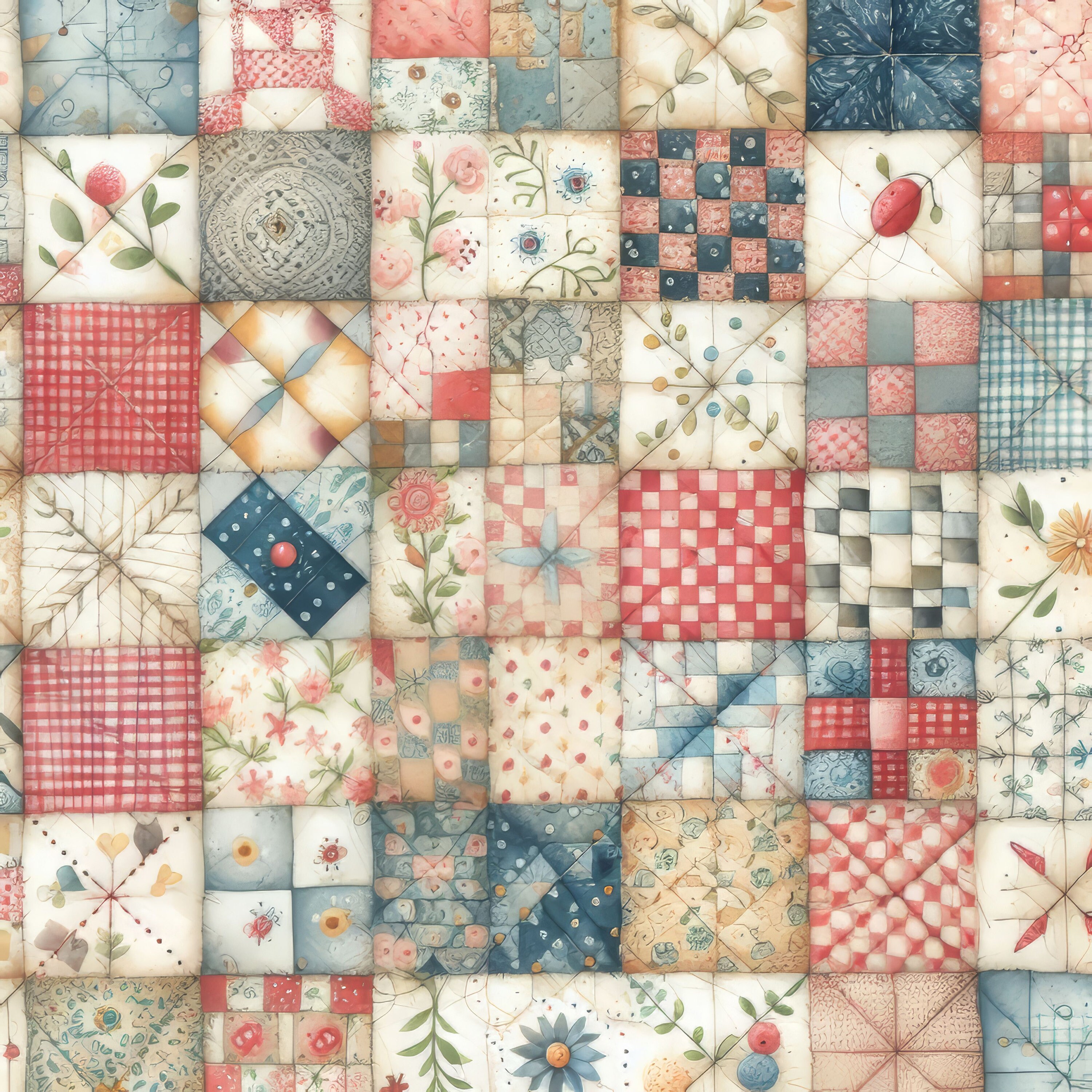 Patchwork Quilt Clip Art Bundle 10 High Res Watercolor Jpgs for Junk ...