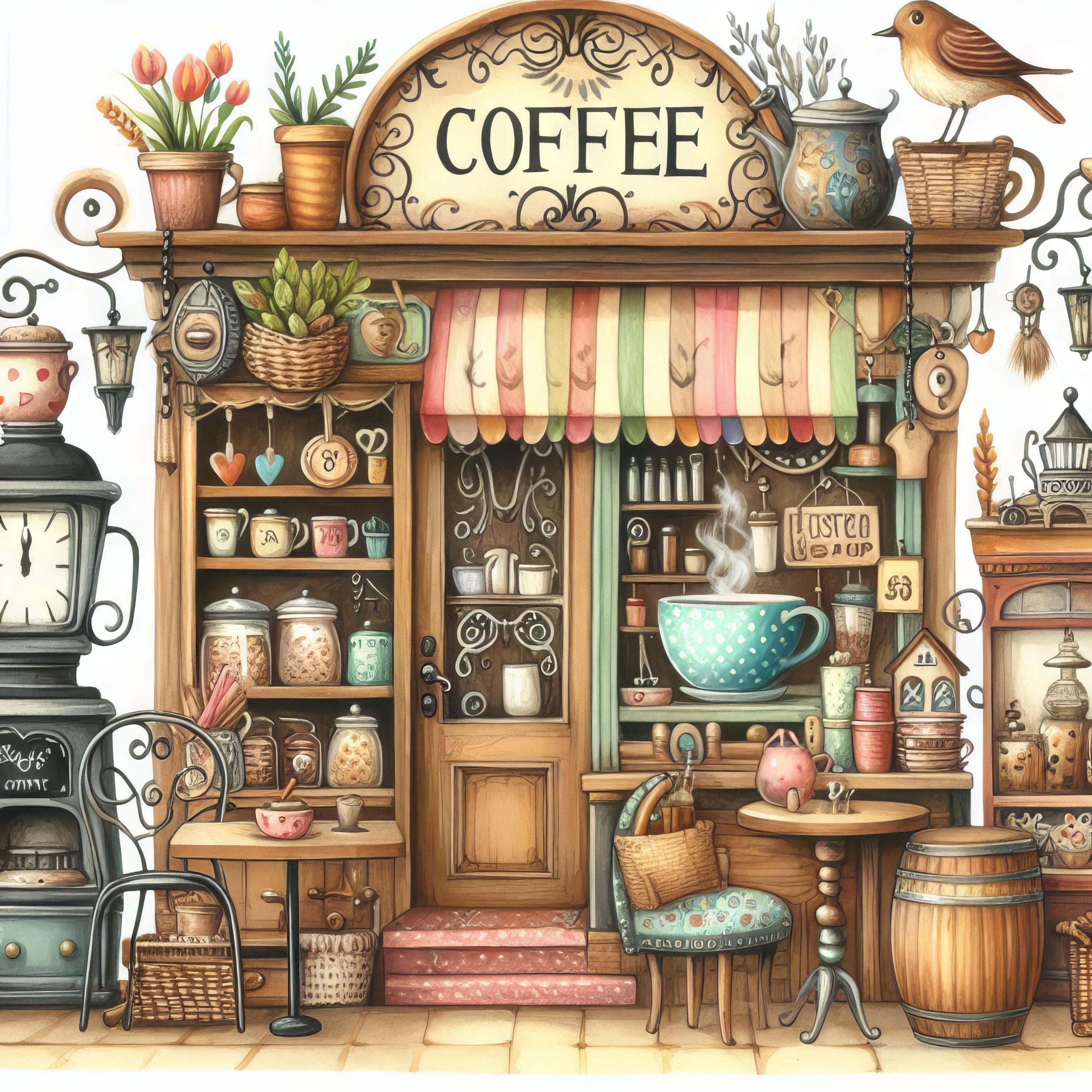 Coffee Shop: Clip Art, 10 High Res Watercolor Jpgs, Junk Journaling ...