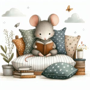 Bedtime Mouse Clip Art Kit 10 High Res Watercolor Jpgs for Junk ...