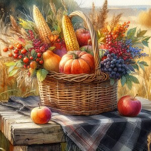 Fall Harvest Clip Art Bundle 10 High Res Watercolor Jpgs for Junk ...