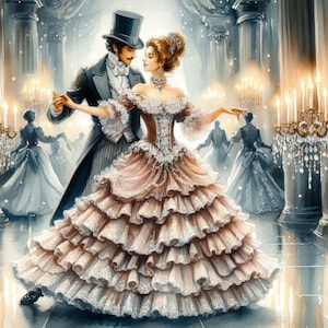 Victorian Dancing Clip Art 10 High Res Watercolor Jpgs for Junk ...