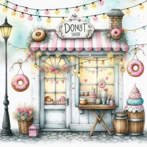 Donut Shop Clip Art 10 High Res Watercolor Jpgs Junk Journaling ...