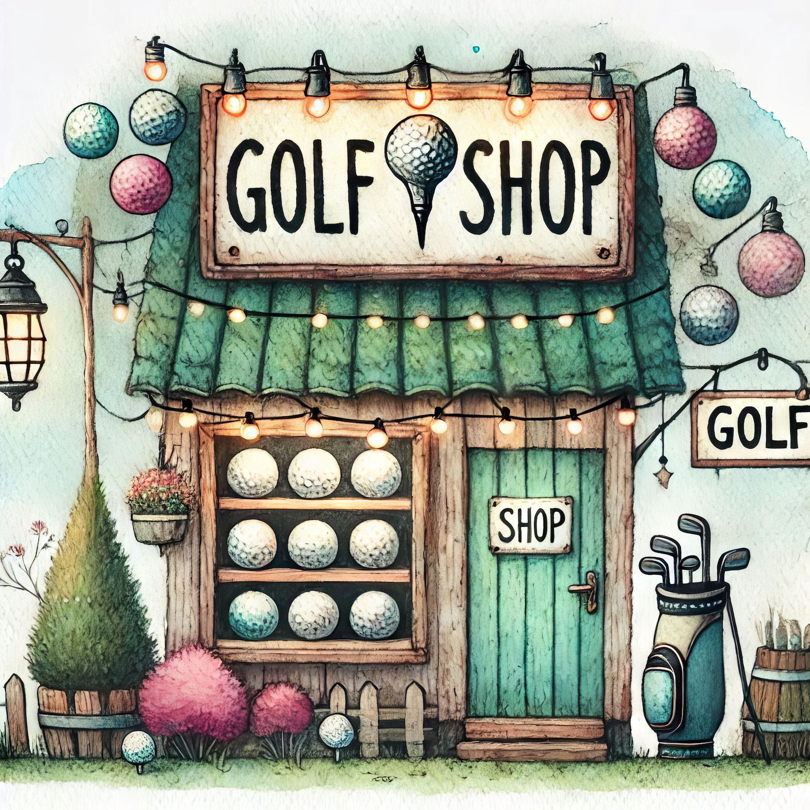 Golf Shop 10 High Res Watercolor Jpgs Junk Journaling, Scrapbooking ...