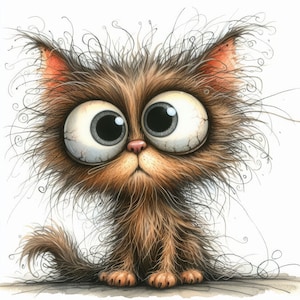 Frazzled Cat #2 Clip Art 10 High Res Watercolor Jpgs for Junk ...