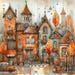 Quirky Fall Town: 10 High Res Watercolor Jpgs, Junk Journaling ...