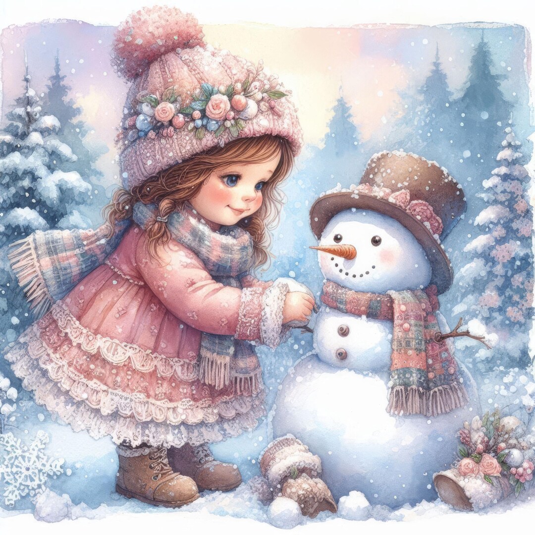 Building a Snowman: Clip Art, 10 High Res Watercolor Jpgs, Junk ...