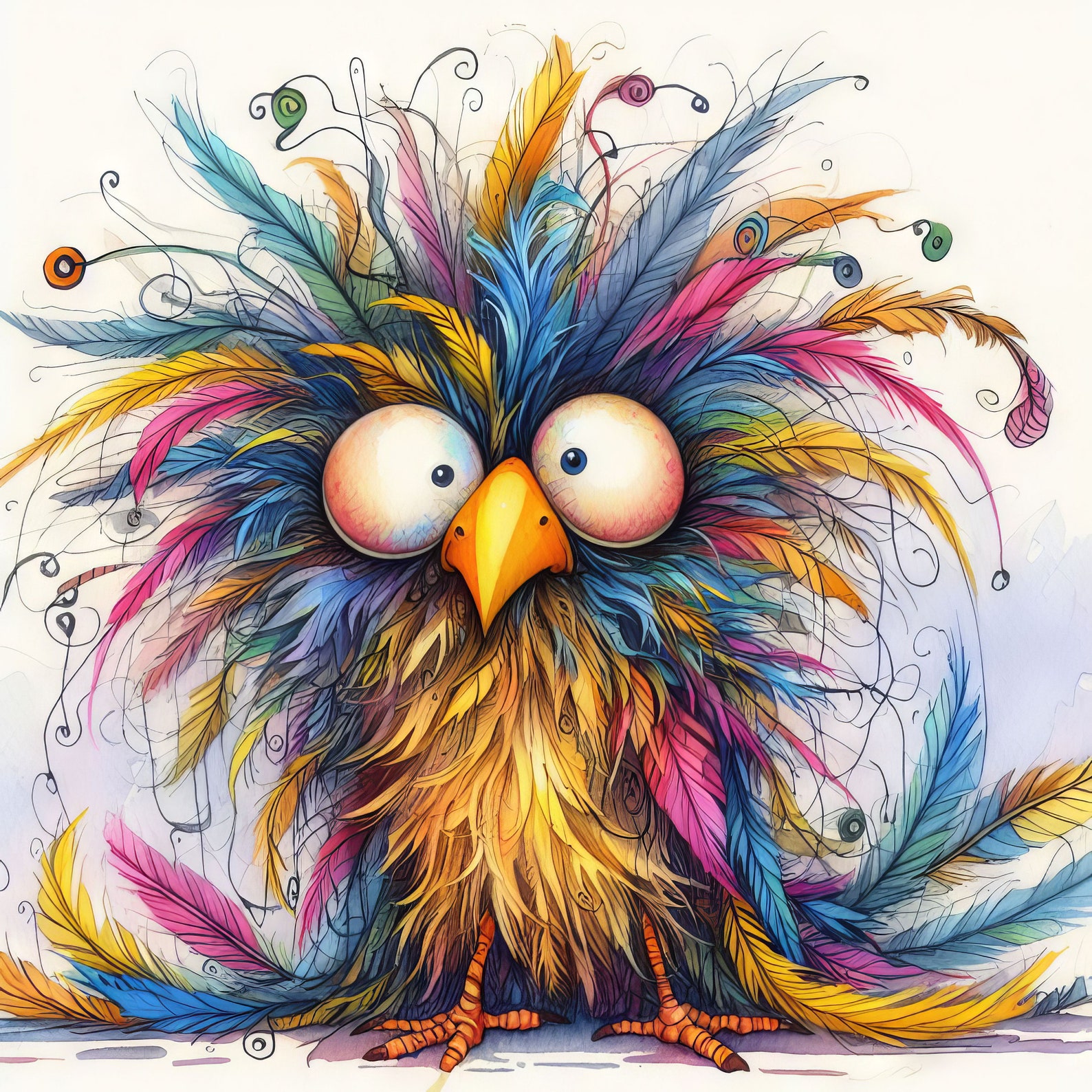 Frazzled Bird Clip Art 10 High Res Watercolor Jpgs for Junk Journaling ...