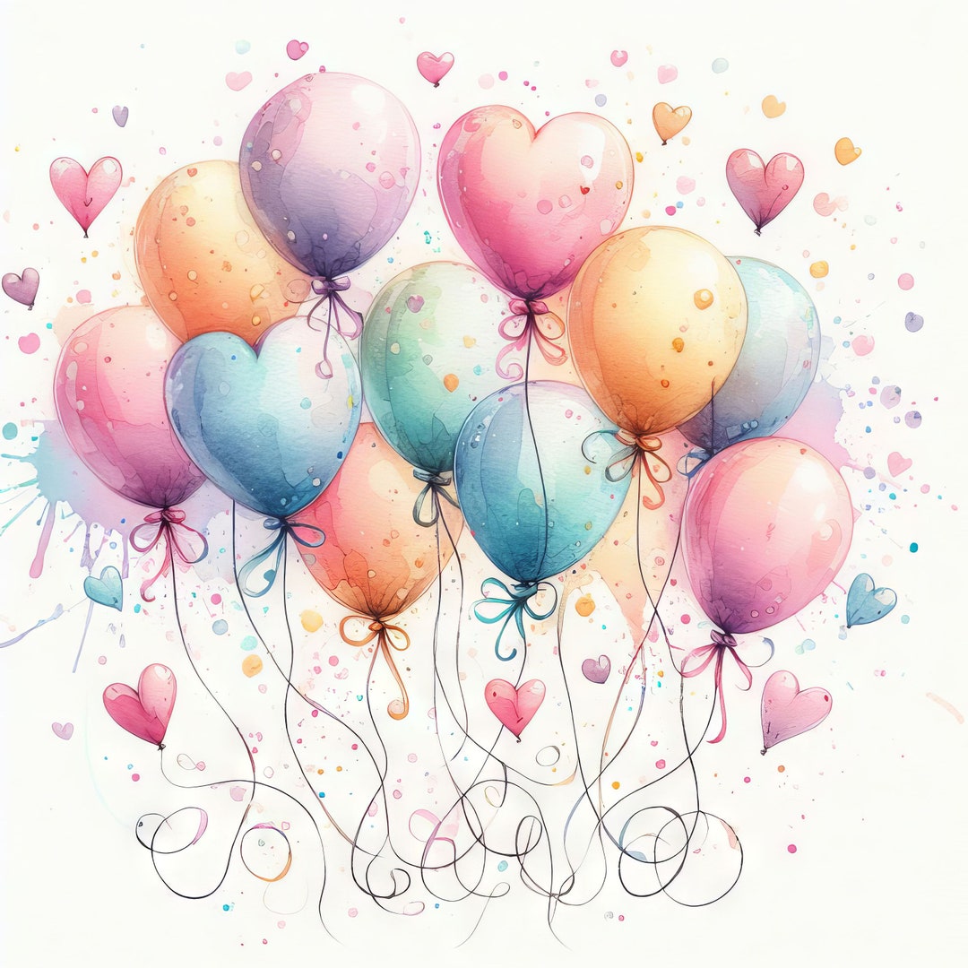 Pastel Balloons: Clip Art 10 High Res Watercolor Jpegs for Junk ...