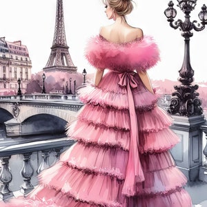 Paris in Pink Clip Art Kit 10 High Res Watercolor Jpgs for Junk ...