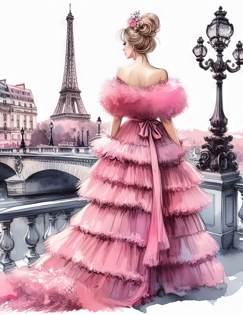 Paris in Pink Clip Art Kit 10 High Res Watercolor Jpgs for Junk ...