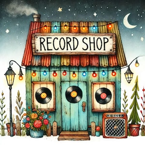Record Shop: 10 High Res Watercolor Jpgs Junk Journaling, Scrapbooking ...