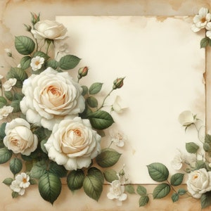 White Rose Paper Clip Art 10 High Res Watercolor Jpgs for Junk ...