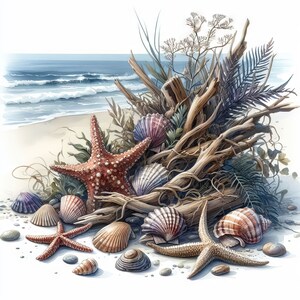 Ocean Treasures Clip Art Bundle 10 High Res Watercolor Jpgs for Junk ...