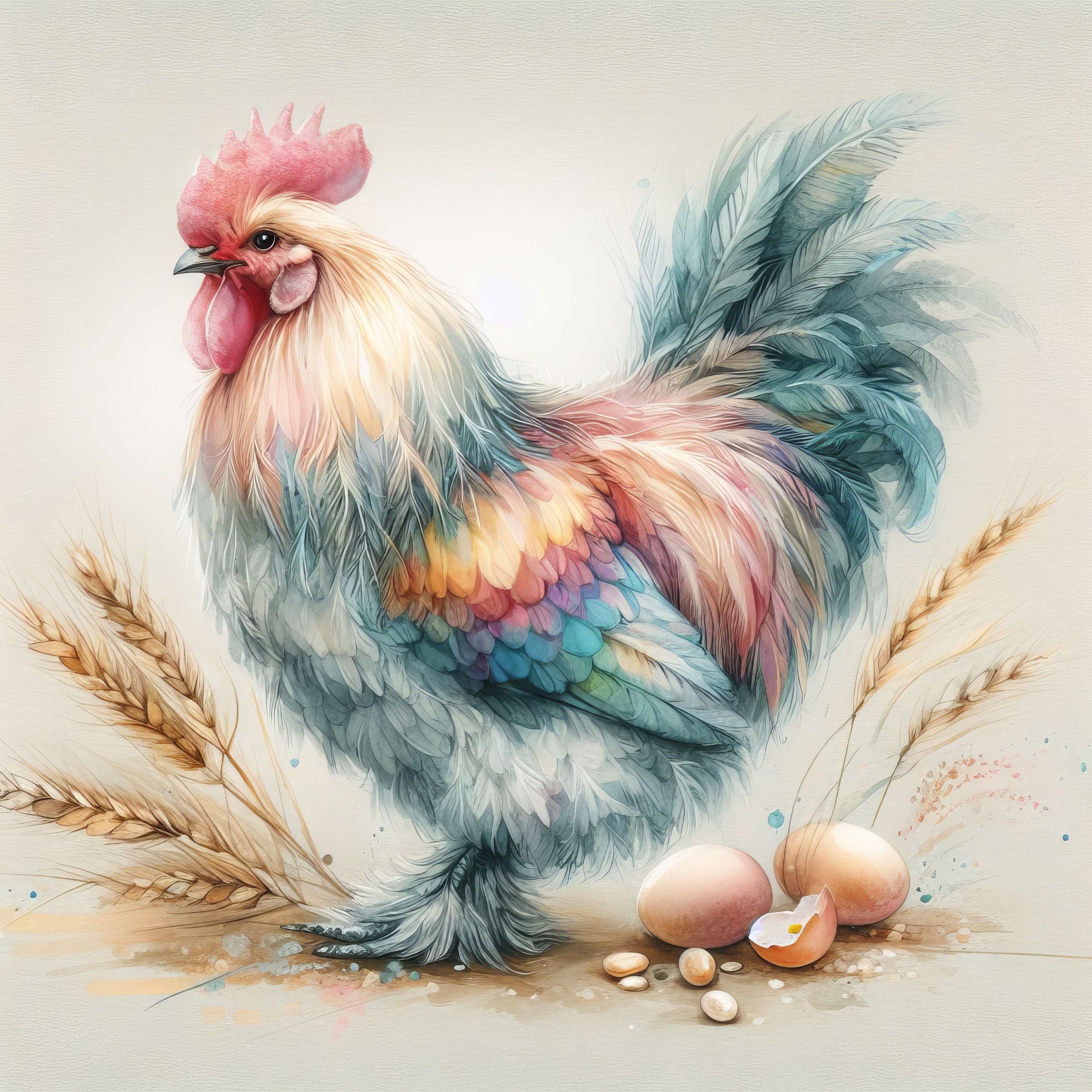 Pastel Chicken Clip Art Bundle 10 High Res Watercolor Jpgs for Junk ...