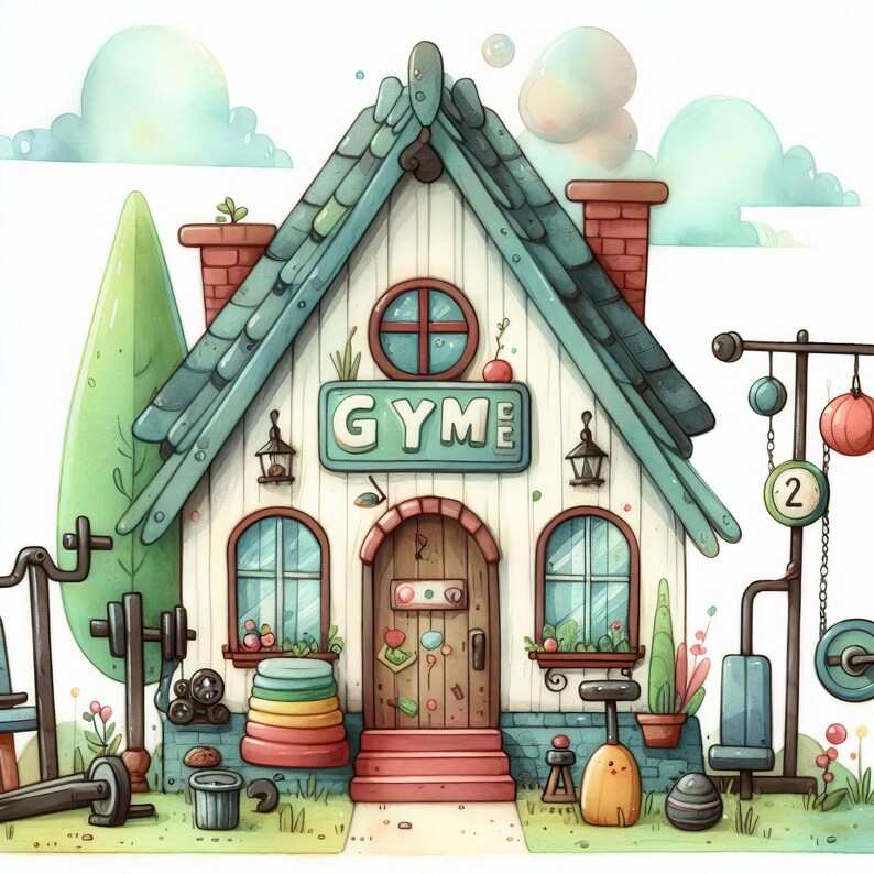 GYM: 10 High Res Watercolor Jpgs, Junk Journaling, Scrapbooking, Card ...