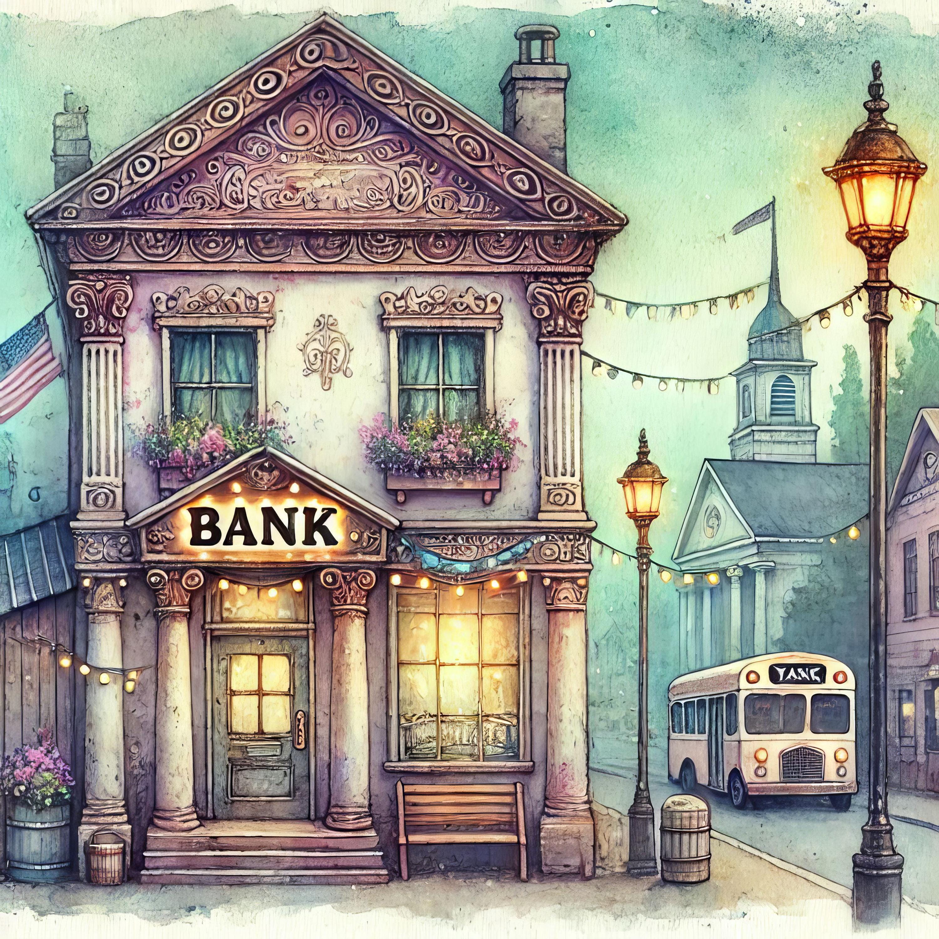 Whimsical Bank: Watercolor Clipart, Junk Journal, Ephemera (digital ...