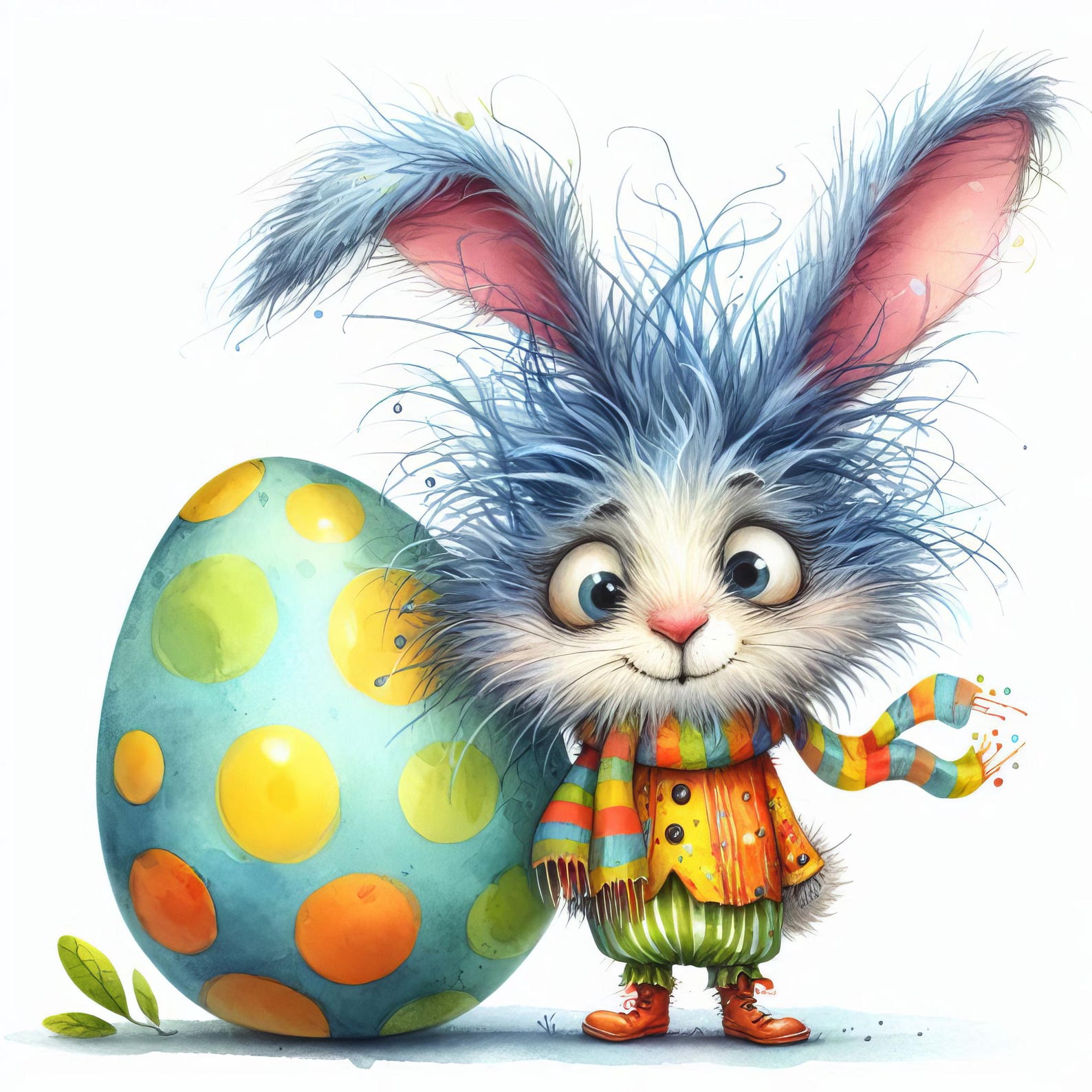 Quirky Easter Bunny: 10 High Res Watercolor Jpgs, Junk Journaling ...
