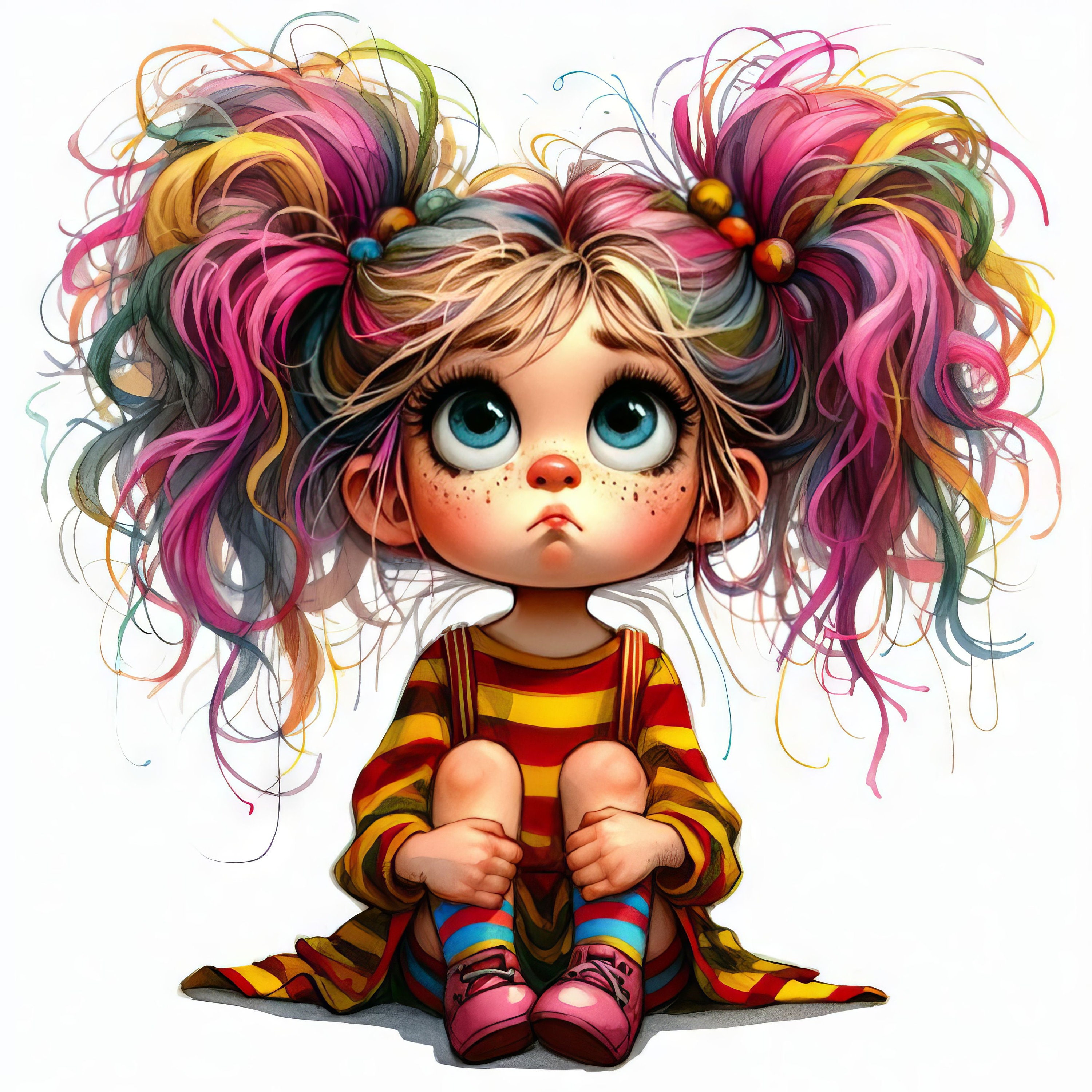 Quirky Little Girl Clip Art 10 High Res Watercolor Jpgs for Junk ...