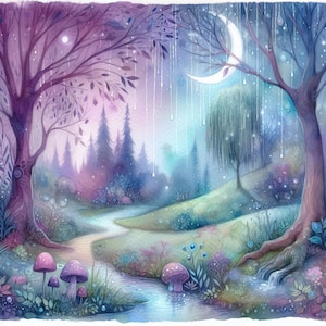 Whimsical Rainy Forest: Clip Art 10 High Res Watercolor Jpgs for Junk ...