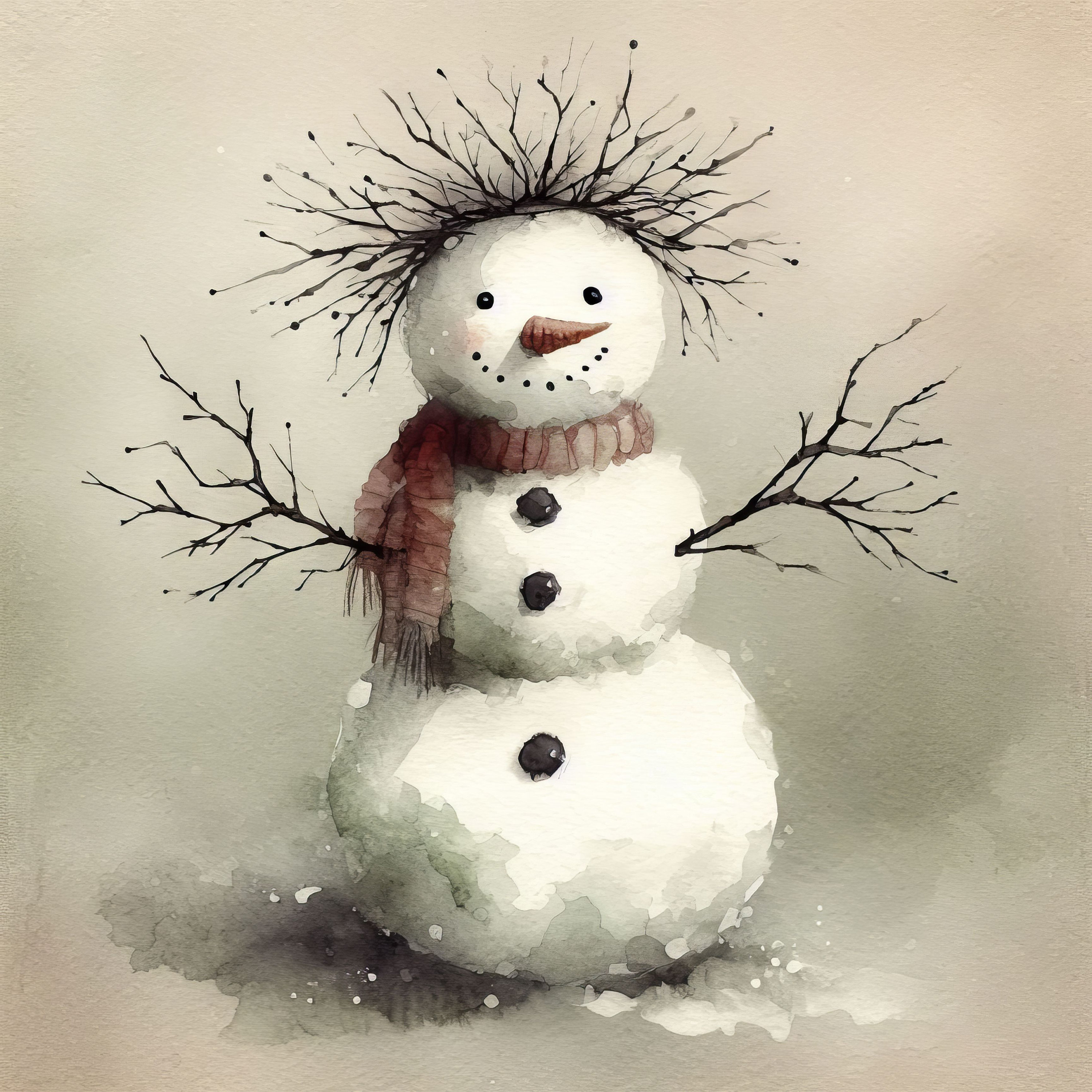 Rustic Snowman: Clip Art, 10 High Res Watercolor Jpgs, Junk Journaling ...