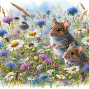 Meadow Mice: Clip Art 10 High Res Watercolor Jpgs for Junk Journaling ...