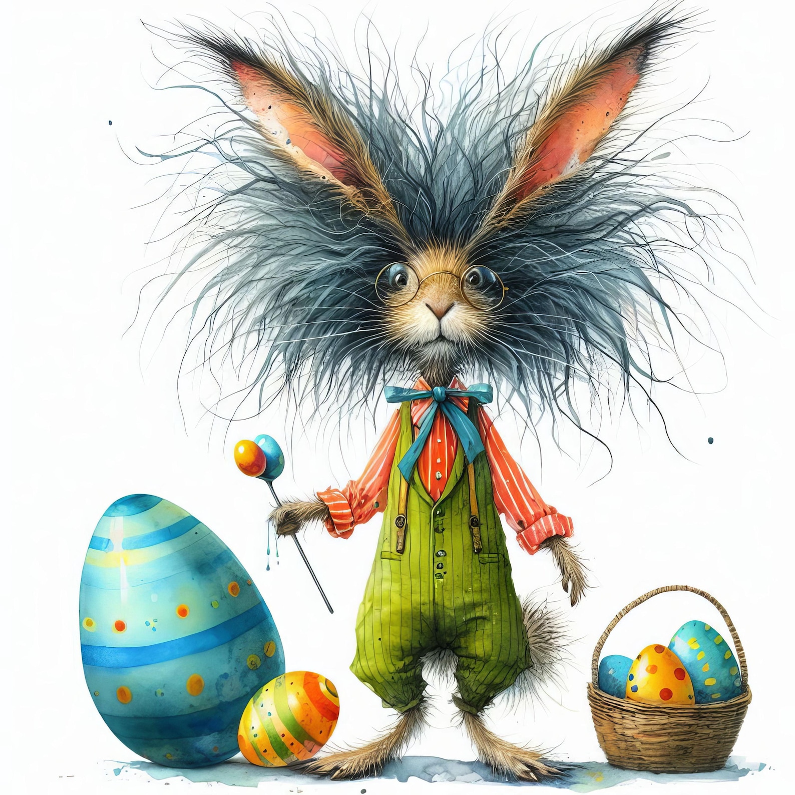 Quirky Easter Bunny: 10 High Res Watercolor Jpgs, Junk Journaling ...