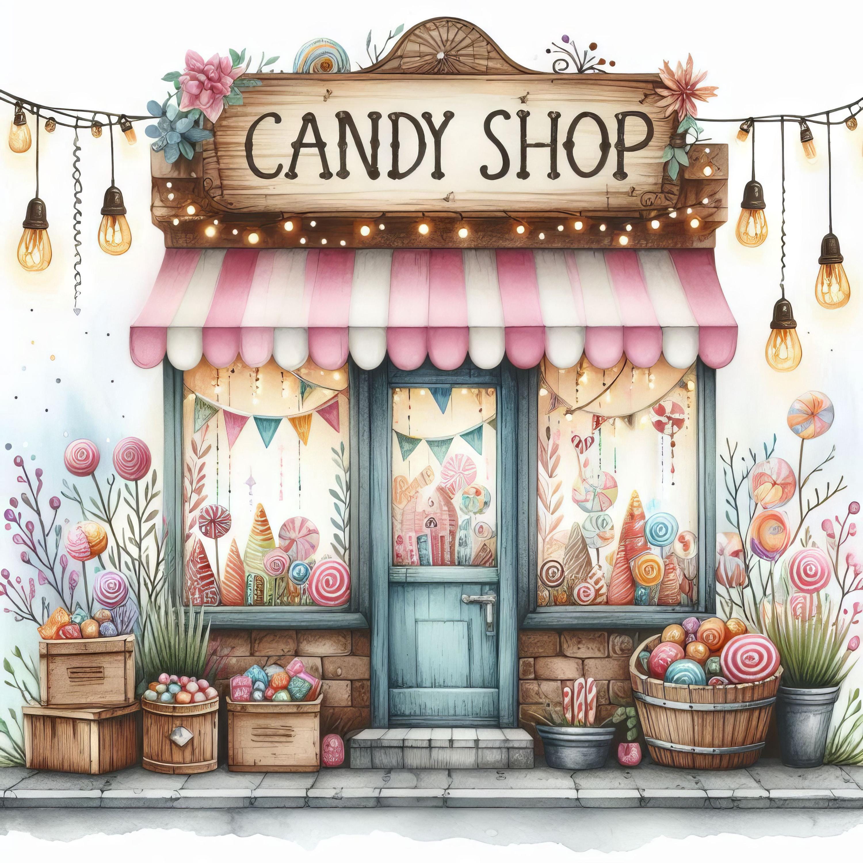Candy Shop Clip Art 10 High Res Watercolor Jpgs Junk Journaling ...
