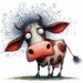 Frazzled Cow Clip Art 10 High Res Watercolor Jpgs for Junk Journaling ...