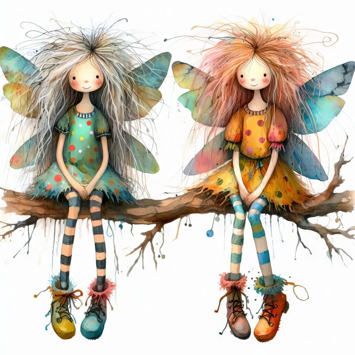 Quirky Magical Fairy Friends: 10 High Res Watercolor Jpgs, Junk ...