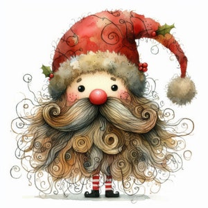Whimsical Stressed Santa Clip Art 10 High Res Watercolor Jpgs for Junk ...