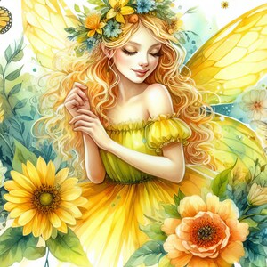 Yellow Fairy Clip Art Bundle 10 High Res Watercolor Jpgs for Junk ...