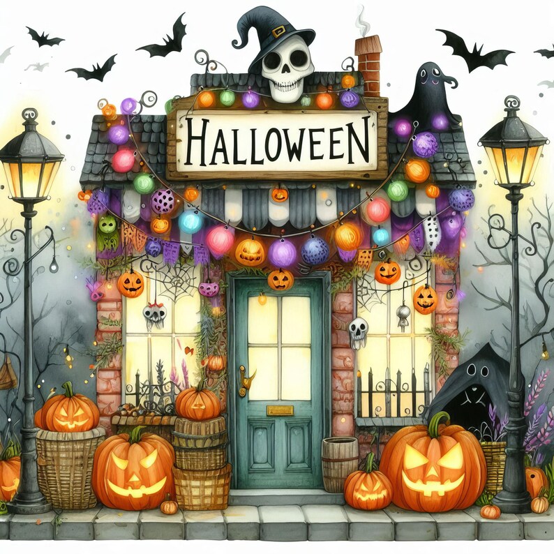 Scary Halloween Shop: Clip Art 10 High Res Watercolor Jpgs Junk ...
