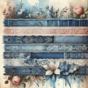 Blue Denim and Lace: Clip Art 10 High Res Watercolor Jpgs for Junk ...