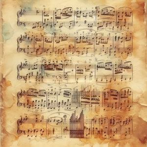 Vintage Sheet Music Clip Art 10 High Res Watercolor Jpgs for Junk ...