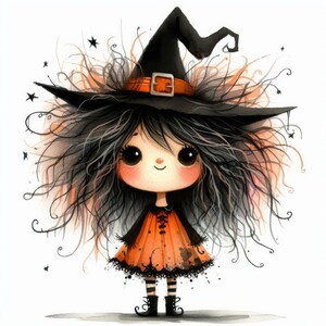 Cute Little Witch Clip Art 10 High Res Watercolor Jpgs for Junk ...