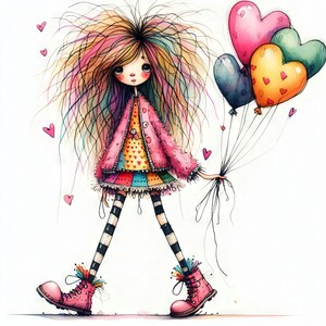 Quirky Heart Balloons: Clip Art 10 High Res Watercolor Jpgs Junk ...