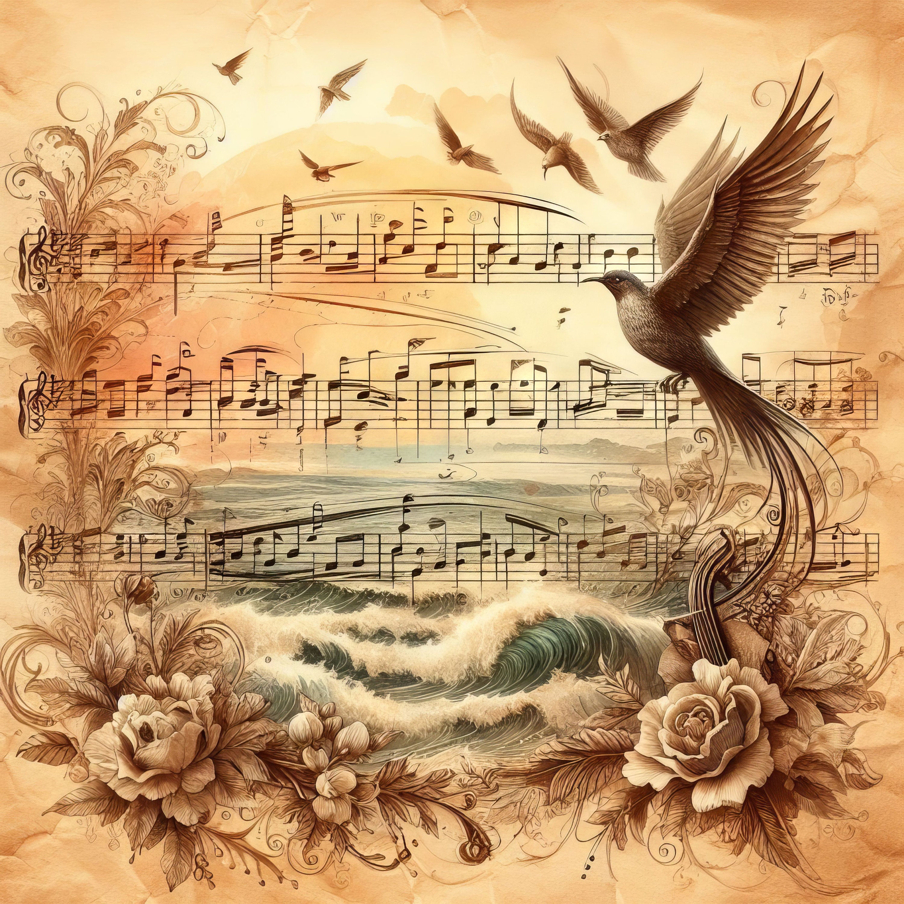 Vintage Sheet Music Clip Art 10 High Res Watercolor Jpgs for Junk ...